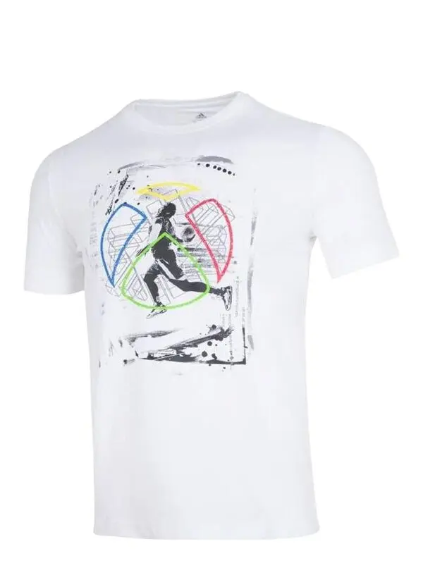 Adidas Casual Breathable Printing Round Neck Short Sleeve White - Default Color