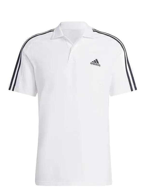 Adidas Essentials Piqu Embroidered Small Logo 3-stripes Polo Shirts - White