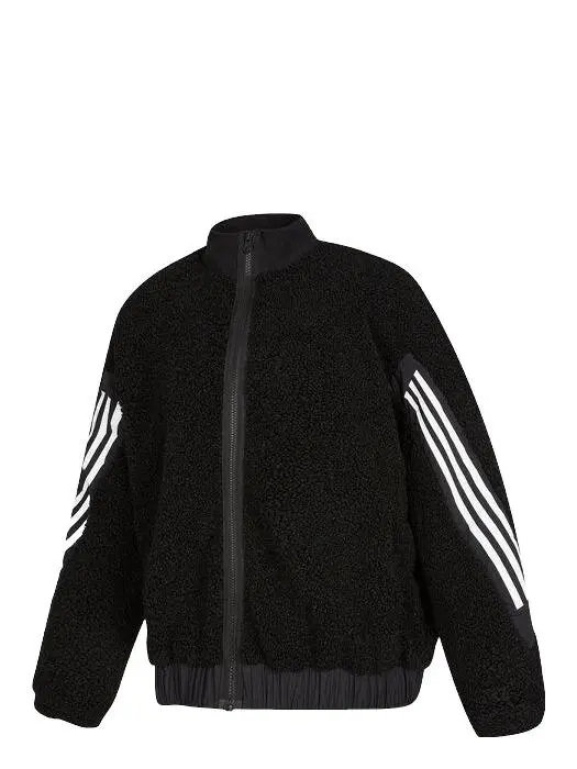 Adidas Contrasting Stripe Fleece Jacket - Black