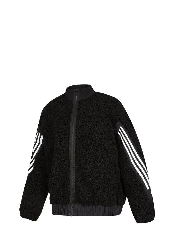 Adidas Contrasting Stripe Fleece Jacket - Black