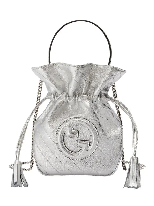 Gucci Blondie Mini Bucket Bag In Leather - Silver