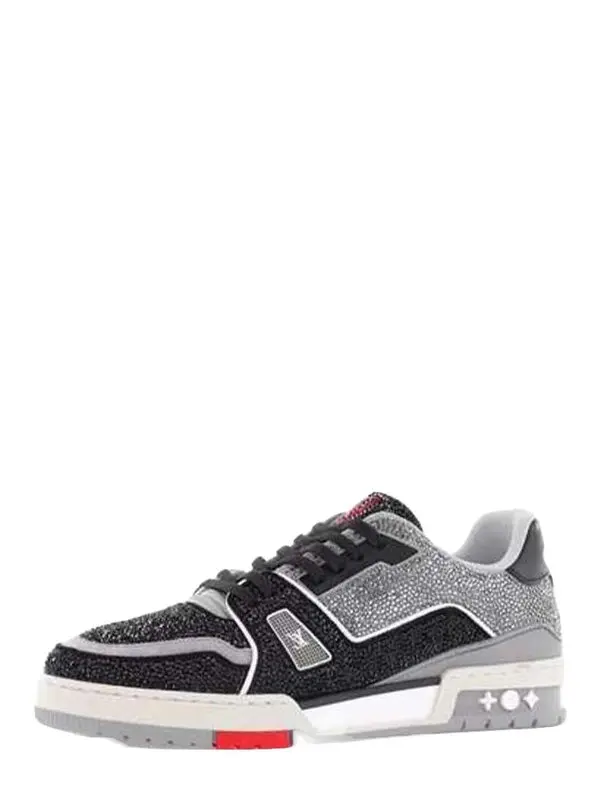 LOUIS VUITTON Embellished Trainer Sneakers - Grey/white/black