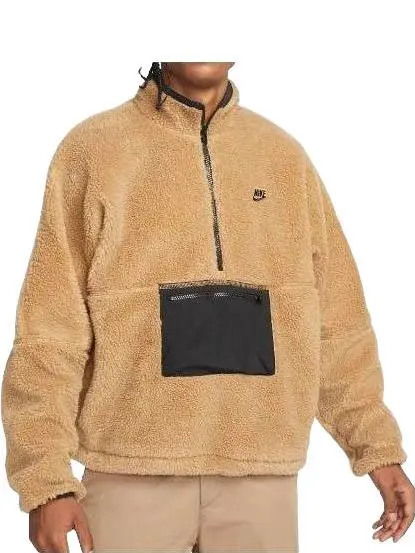 Nike Club Fleece Sherpa Anorak Jacket - Brown