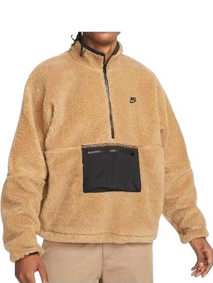 Nike Club Fleece Sherpa Anorak Jacket - Brown