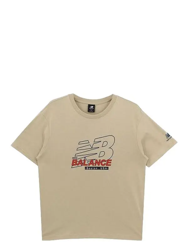 NEW BALANCE Athleisure Casual Sports Round Neck Short Sleeve - Khaki