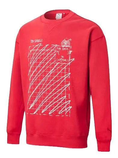PUMA X Michael Lau Graphic Long Sleeve Crew Neck Sweater - Red/white