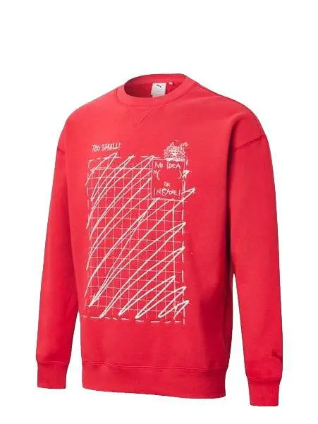 PUMA X Michael Lau Graphic Long Sleeve Crew Neck Sweater - Red/white