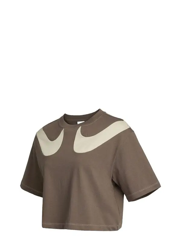 Nike Swoosh Graphic Cropped T-shirt - Brown
