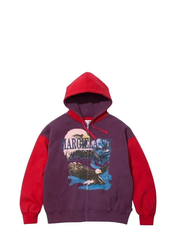 Supreme X Mm6 Maison Margiela Eagle Zip Up Hooded Sweatshirt - Red