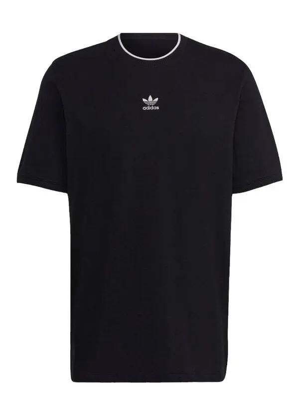 Adidas Originals Solid Color Logo Casual Round Neck Short Sleeve Black T-shirt - Default Color