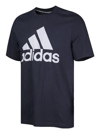 Adidas Large Logo Round Neck Short Sleeve Blue - Navy