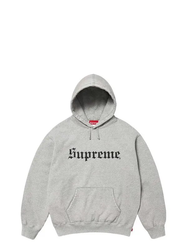 Supreme Fw25 Washed Old English Hooded Sweatshirt - Heather Grey