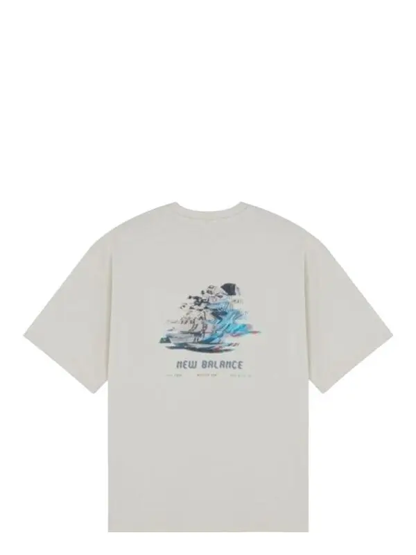 NEW BALANCE Graphic Print T-shirt Asia Sizing 'grey Blue - Grey/blue