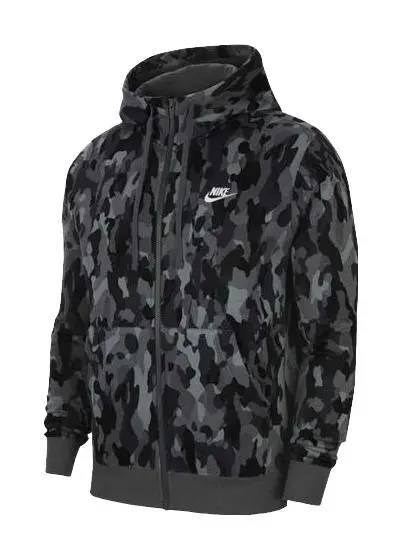 Nike French Terry Camouflage Hooded Jacket - Black