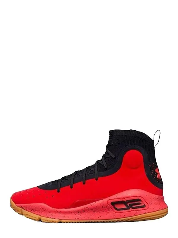 Under Armour Curry 4 High Top Lace-up Athletic Sneakers - Red