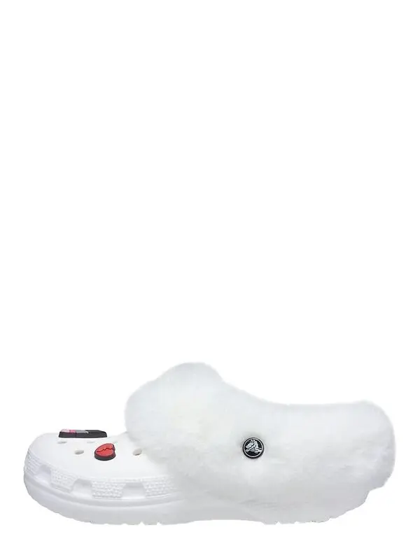 CROCS Classic Clog With Faux Fur Trim - White
