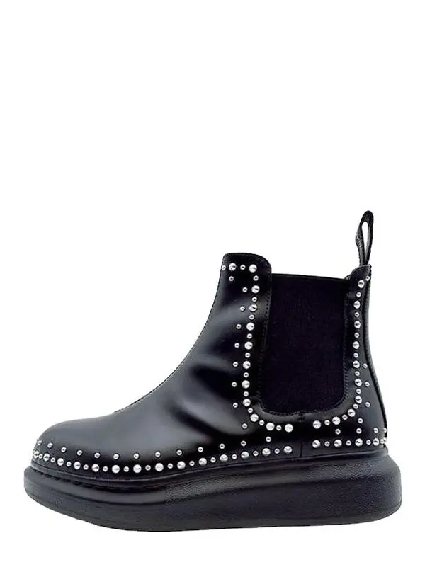 Alexander McQueen Studded Hybrid Chelsea Boots - Black/silver
