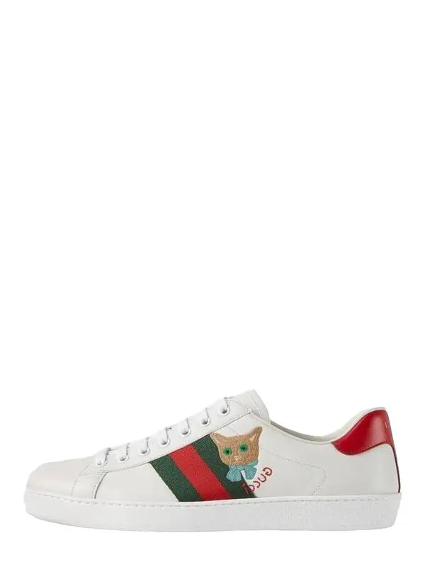 Gucci Ace Low "cat" Sneakers - White/green/red