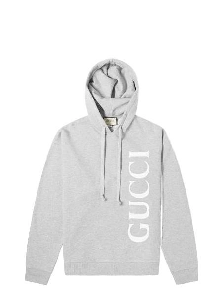 Gucci Large Logo Cotton Hoodie - Grey