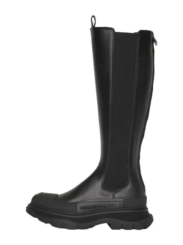 Alexander McQueen Knee High Tread Slick Boots - Black