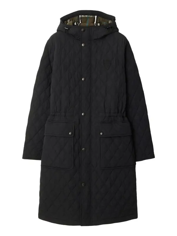 Burberry Quilted Hooded Coat - Black