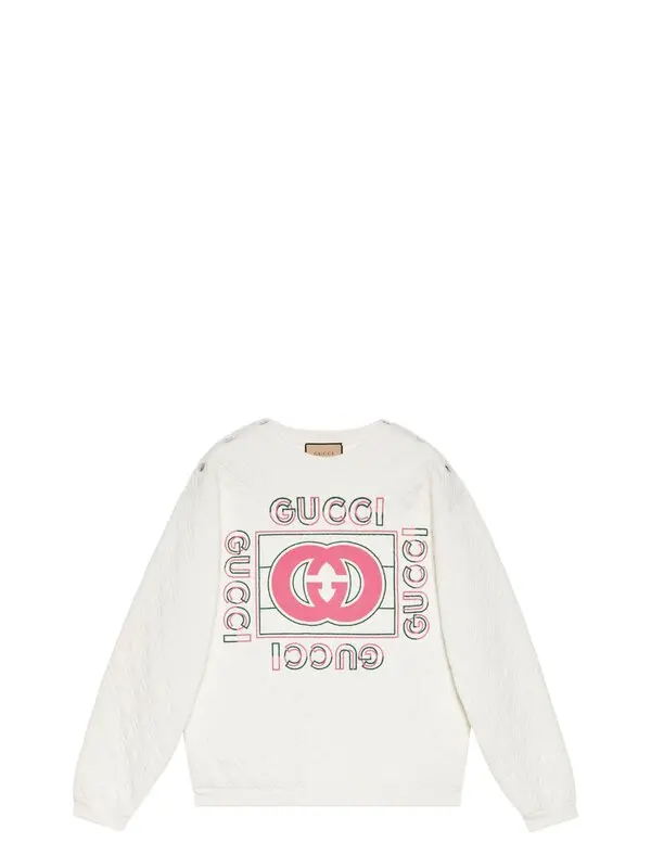 Gucci Quilted Logo Sweatshirt - White/pink