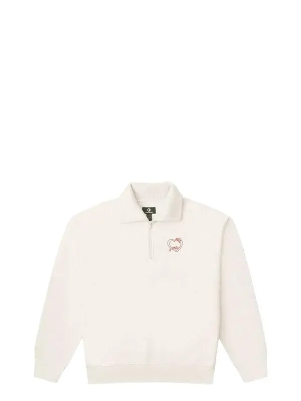 CONVERSE Heart Zip Sweater - White/red