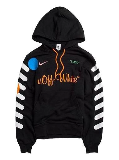 Nike X Off-white "total Orange" Hoodie - Black