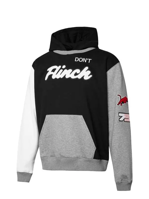 PUMA Combine Embroidered Pattern Knit Sports Hoodie - Black