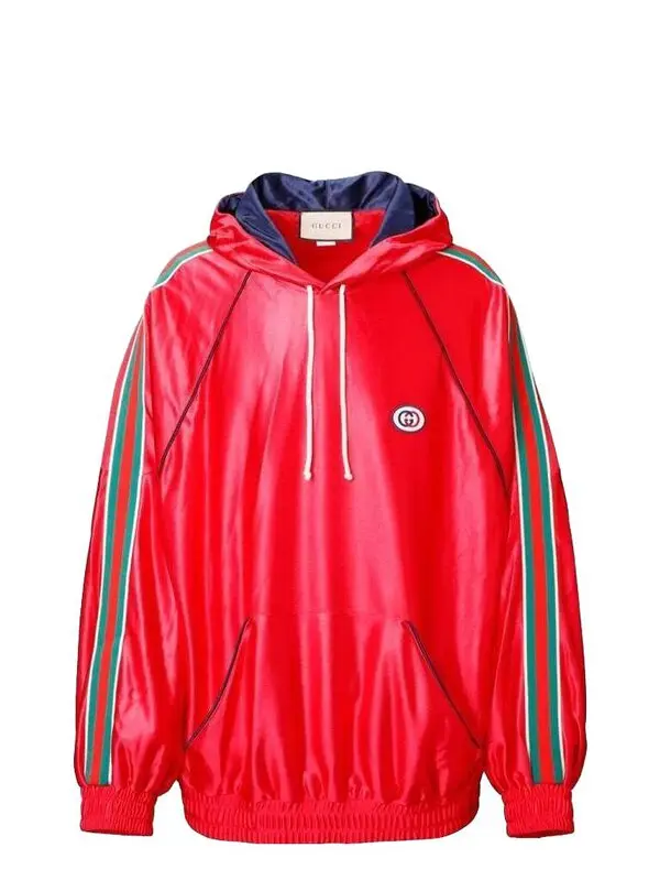 Gucci Ss21 Taped Hooded Track Jacket - Red