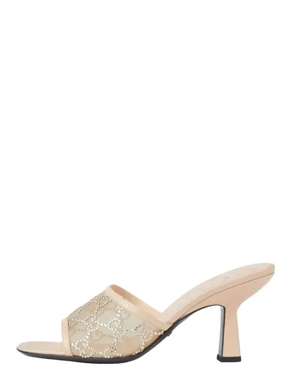Gucci Gg Mid-heel Slide Sandal - Rose Beige