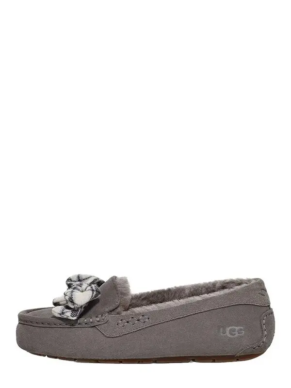 UGG Ansley Plaid Bow Slipper - Charcoal