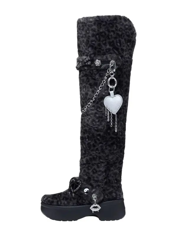 CROCS Classic Unfurgettable Leopard Print Boot - Leopard/black