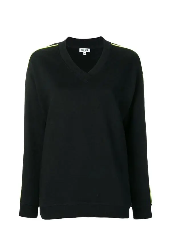 Kenzo V-neck Sweatshirt With Striped Accents - Black