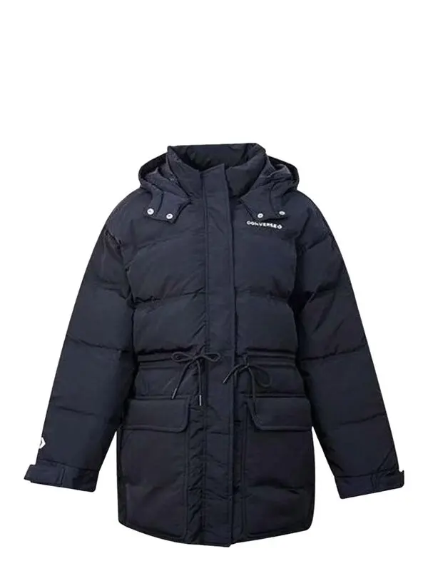 CONVERSE Mid Down Puffer Jacket With Drawstring Waist - Black