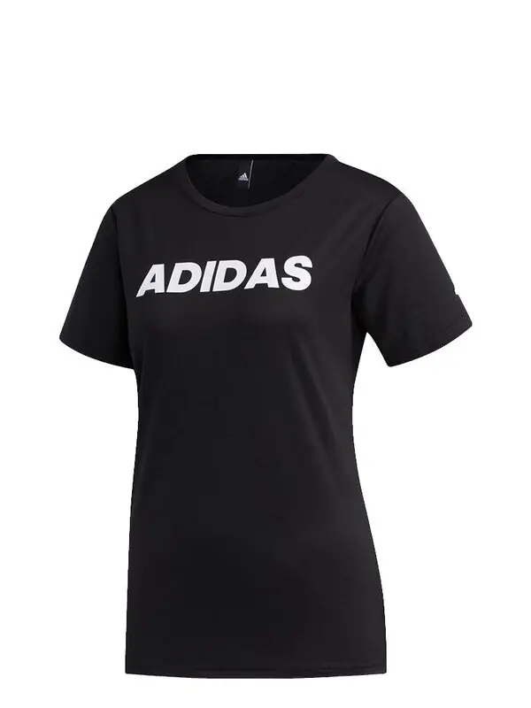Adidas Short Sleeve T-shirt With Contrasting Alphabet Print - Black