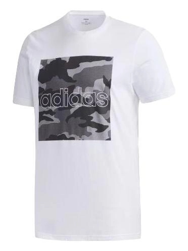 Adidas Sports Camouflage Pattern Round Neck Short Sleeve - White