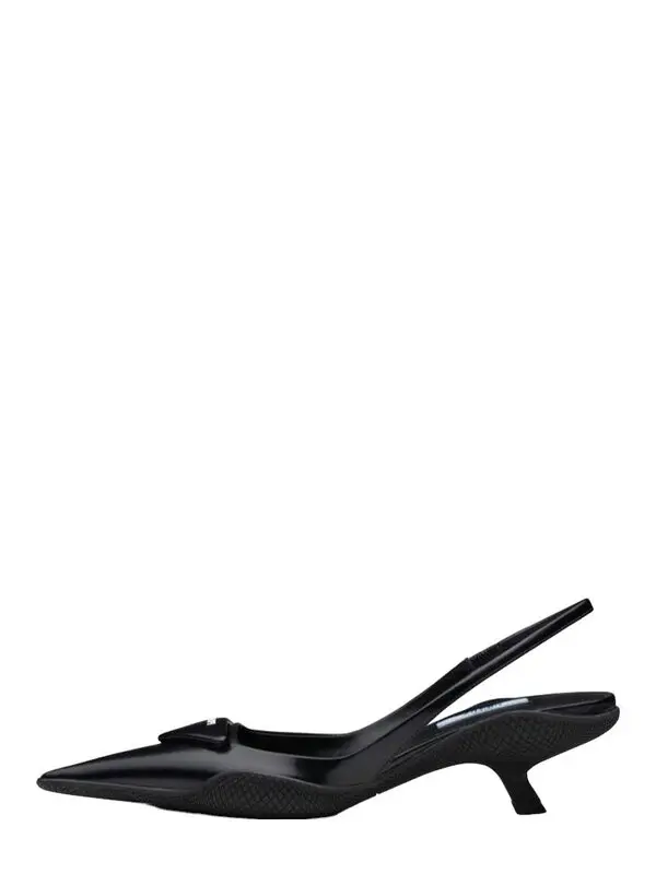 Prada Sling-back Pumps In Brushed Leather - Black