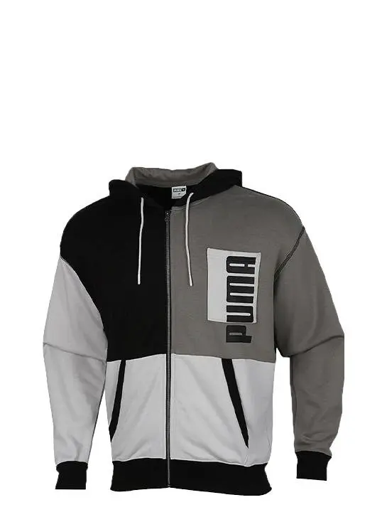 PUMA Colorblock Logo Hooded Jacket - Grey