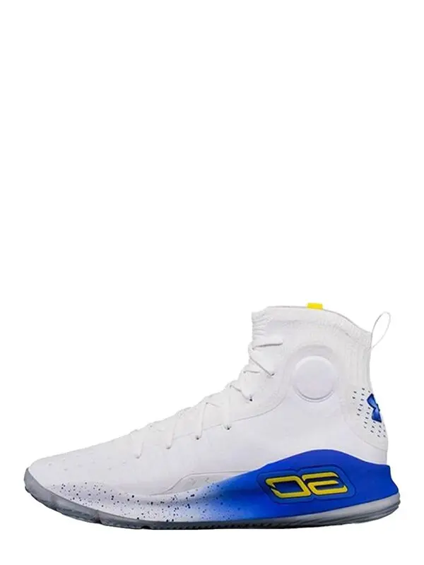 Under Armour Curry 4 "more Dubs" High Top Basketball Shoes - White/yellow/royal Blue