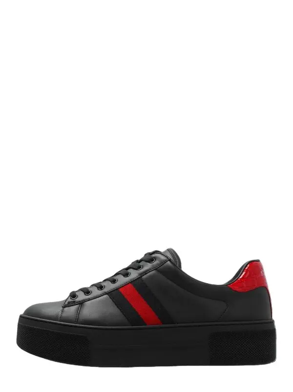 Gucci Ace Leather Platform Sneakers - Black