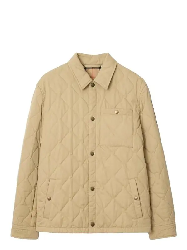 Burberry Long Sleeve Quilted Gabardine Jacket - Beige