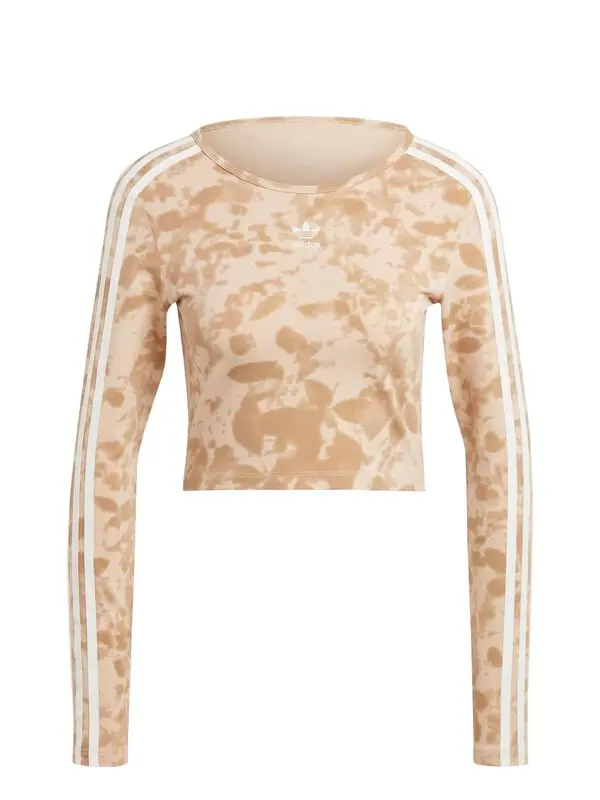 Adidas 3-stripes Cropped Long Sleeve Top - Magic Beige/cardboard
