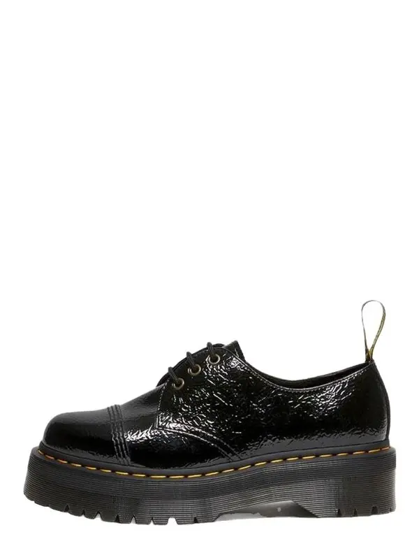 Dr. Martens 1461 Distressed Patent Leather Platform Shoes - Black