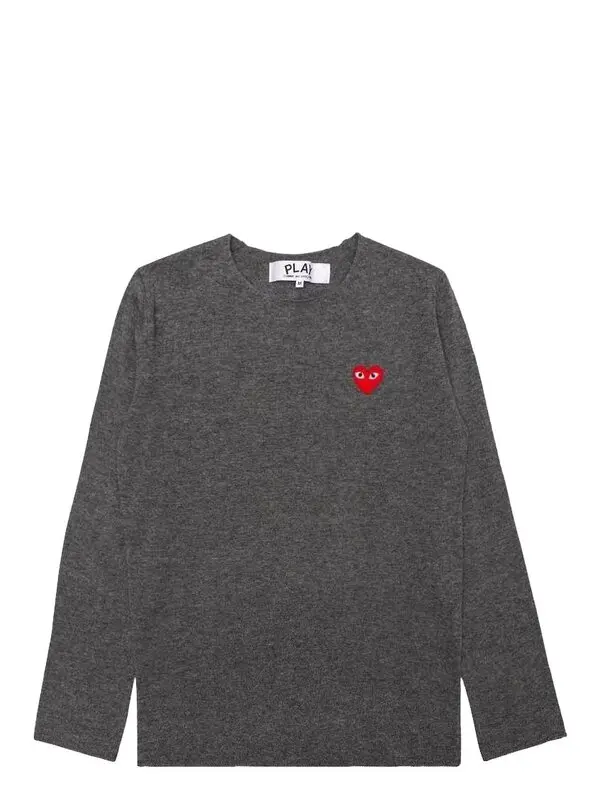 Play Comme Des Garcon L/s Basic T-shirt Red Emblem - Grey
