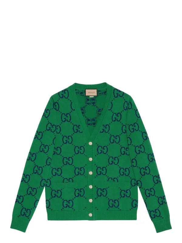 Gucci Gg Knit Cardigan - Green/blue