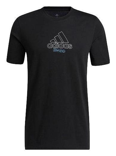 Adidas Alphabet Logo Printing Casual Sports Short Sleeve Black T-shirt - Default Color