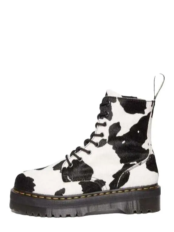 Dr. Martens Jadon Hair-on Platform Boots - Black/white