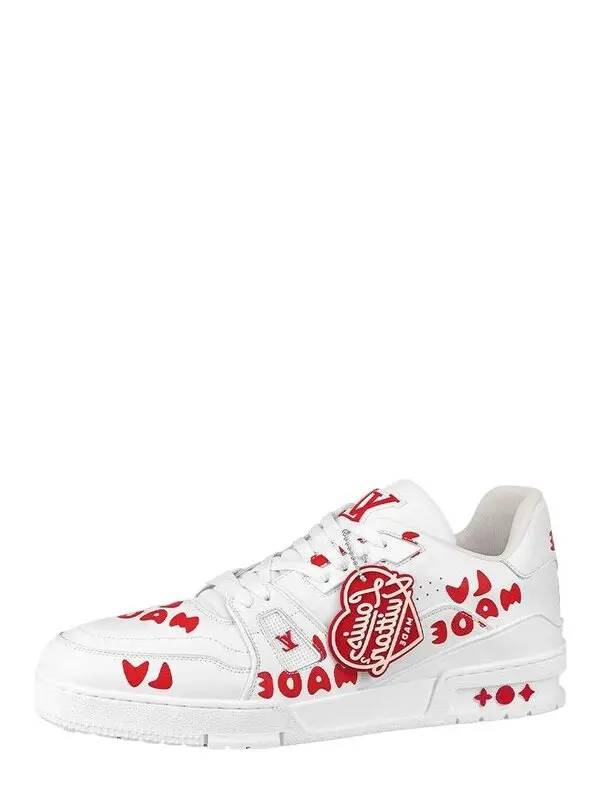 LOUIS VUITTON X Nigo Trainers 'white With Red Made - White/red