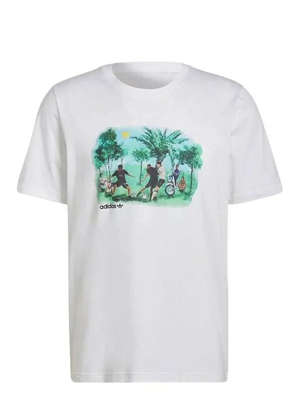 Adidas Originals Character Pattern Printing Round Neck Short Sleeve White - Multi-color